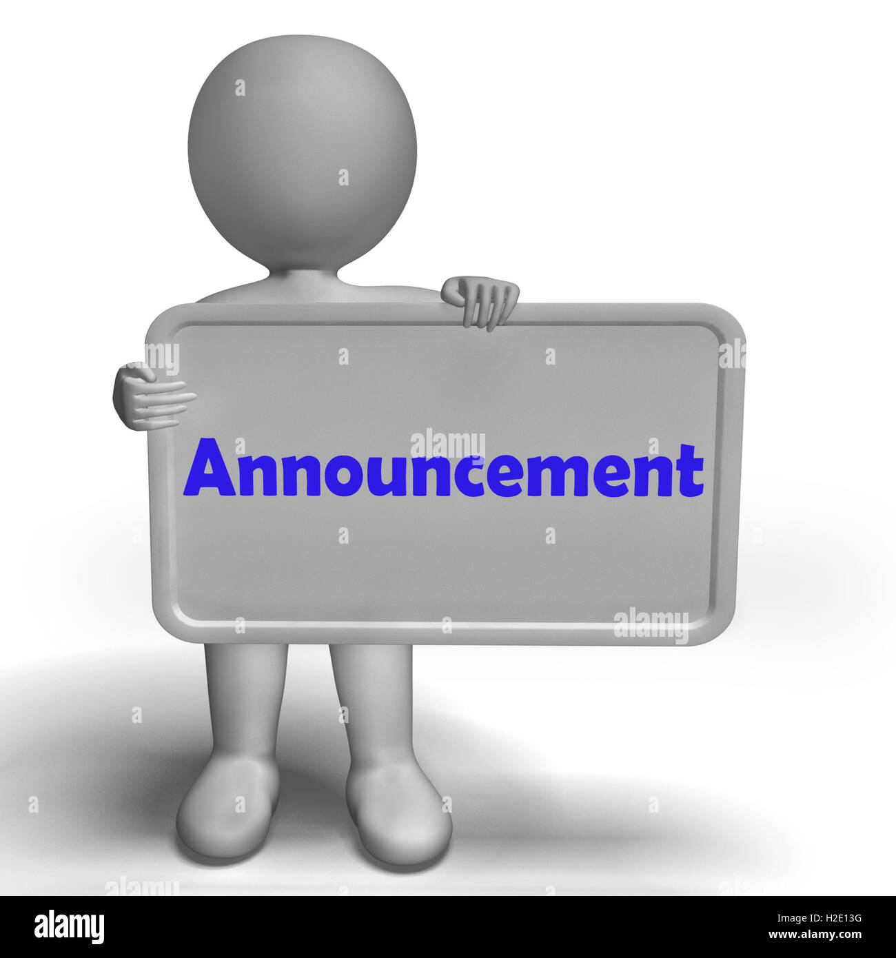 Announcement Sign Shows Message Notice Or Report Stock Photo - Alamy