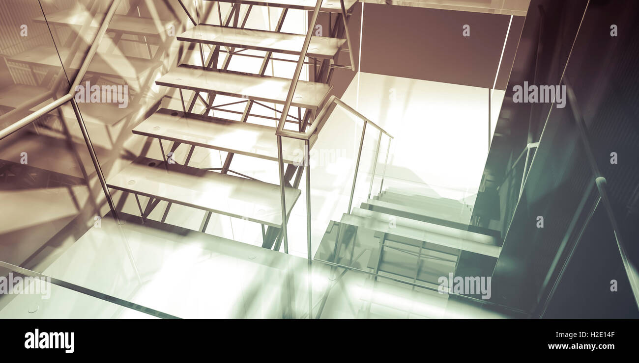 Hallway. Modern office interior, stairs, clean space in business Stock ...