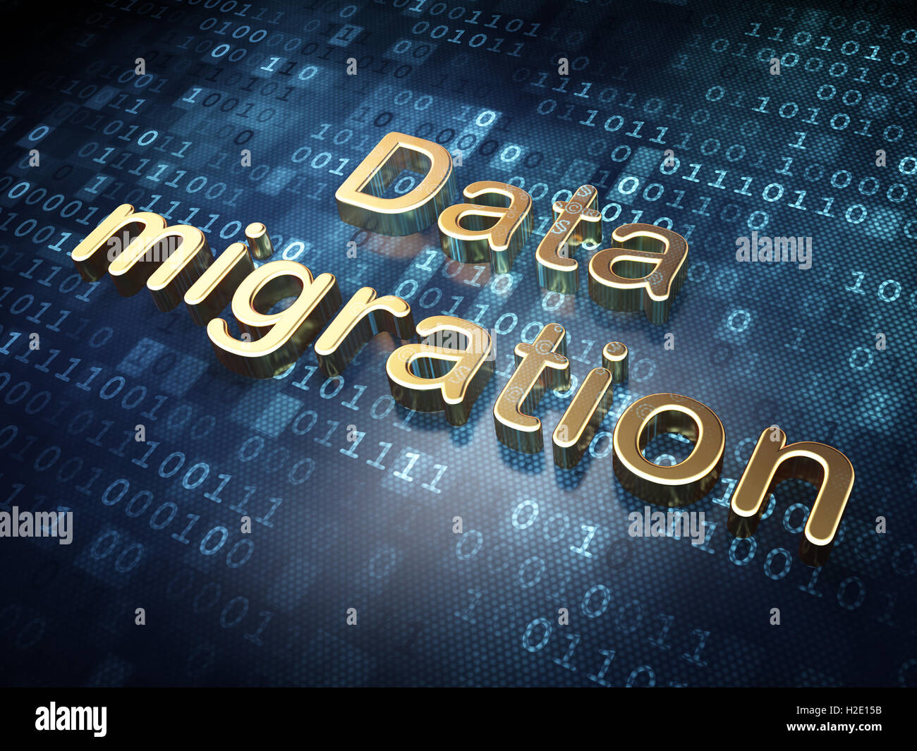 Information concept: Golden Data Migration on digital background Stock ...