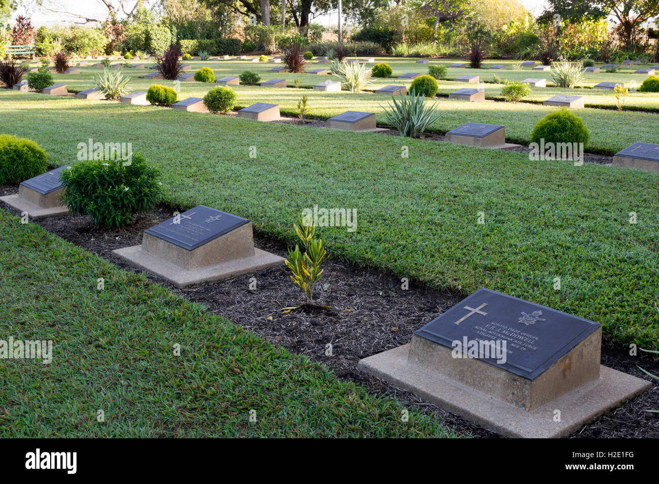 Headstones in the Adelaide River War Cemetery, Adelaide River, Northern ...