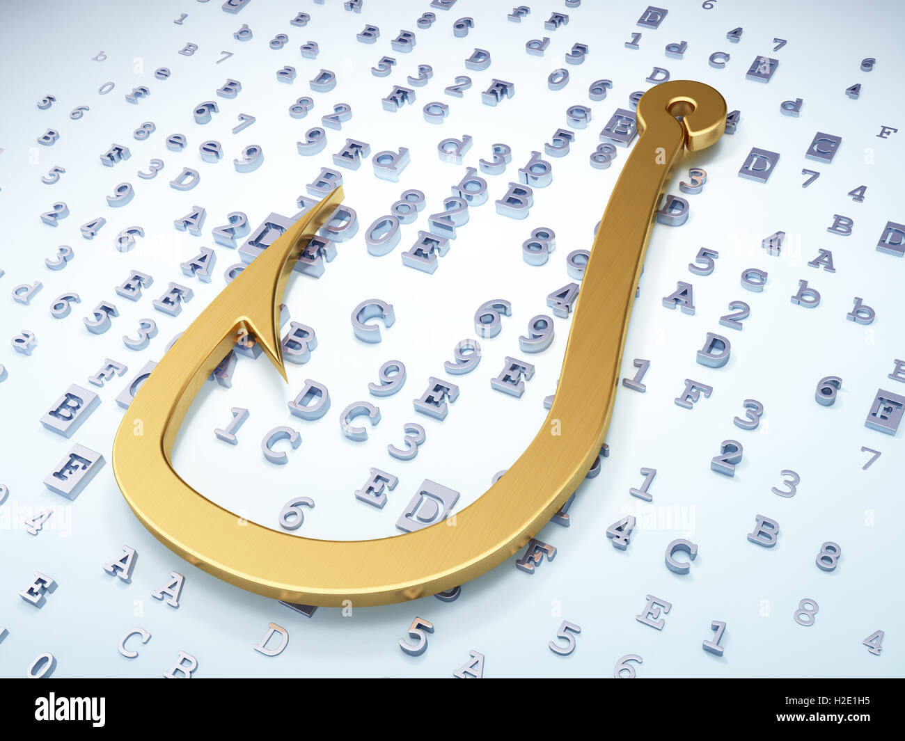 Safety concept: Golden Fishing Hook on digital background Stock Photo ...