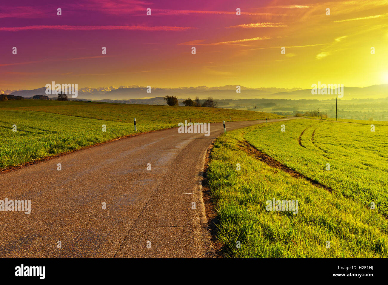 Sunset in Switzerland Stock Photo - Alamy