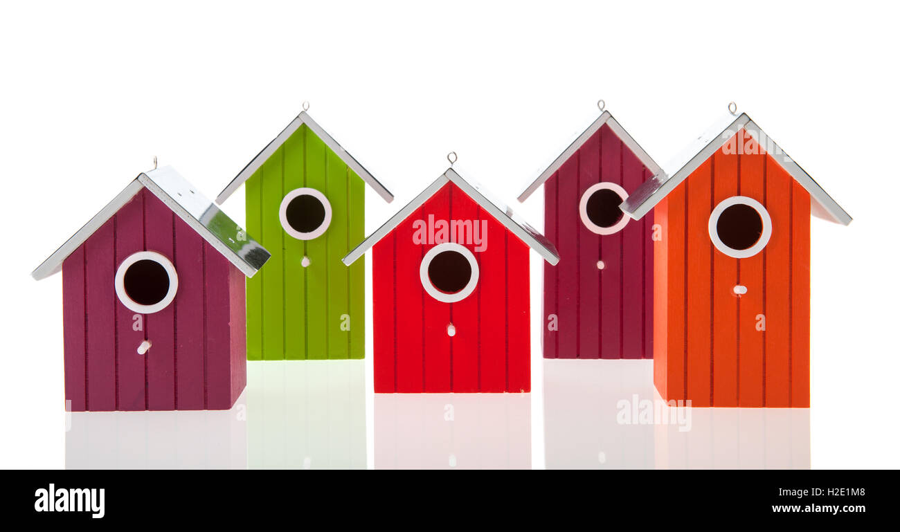 Colorful bird houses Stock Photo - Alamy