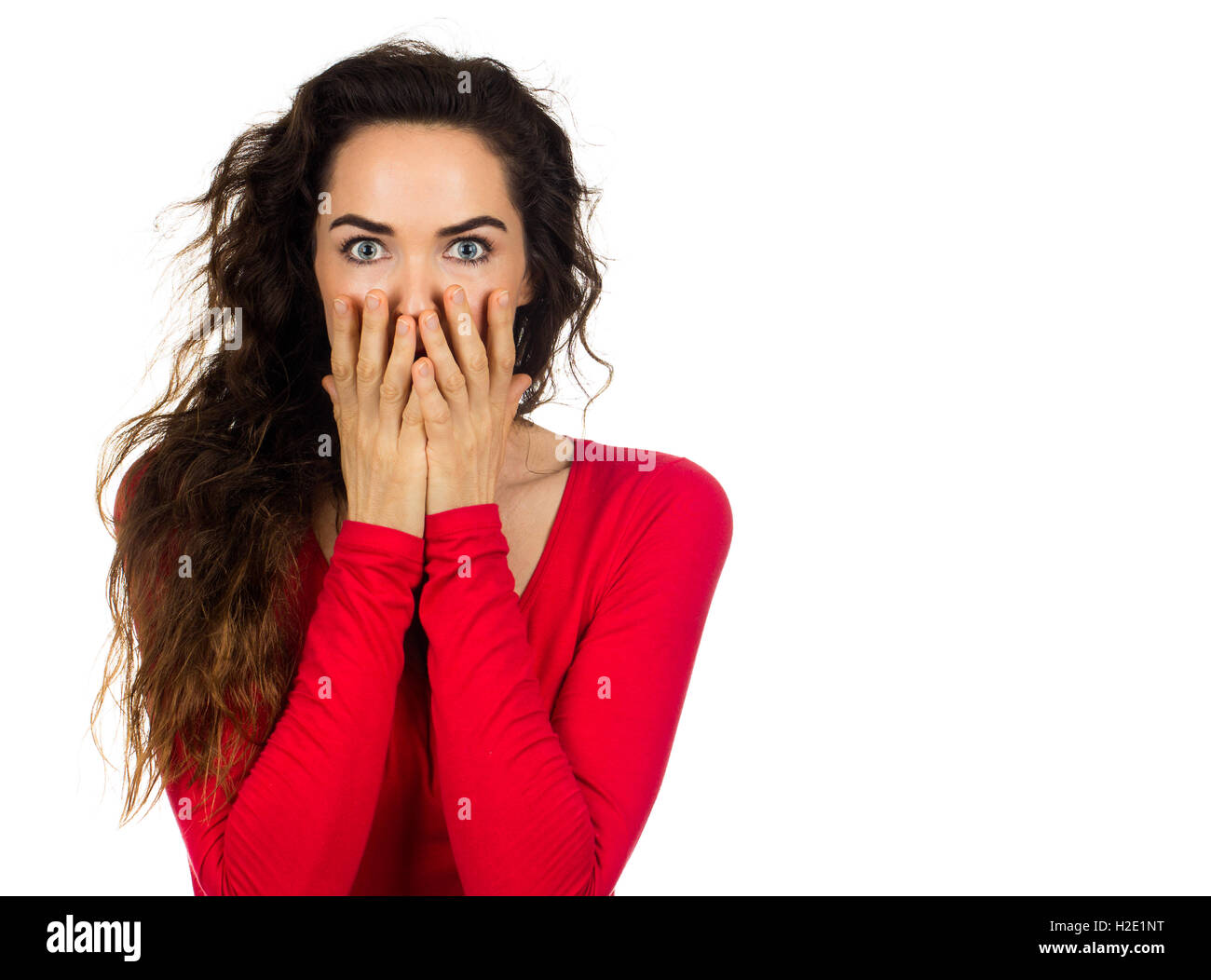 Scared shocked woman Stock Photo - Alamy