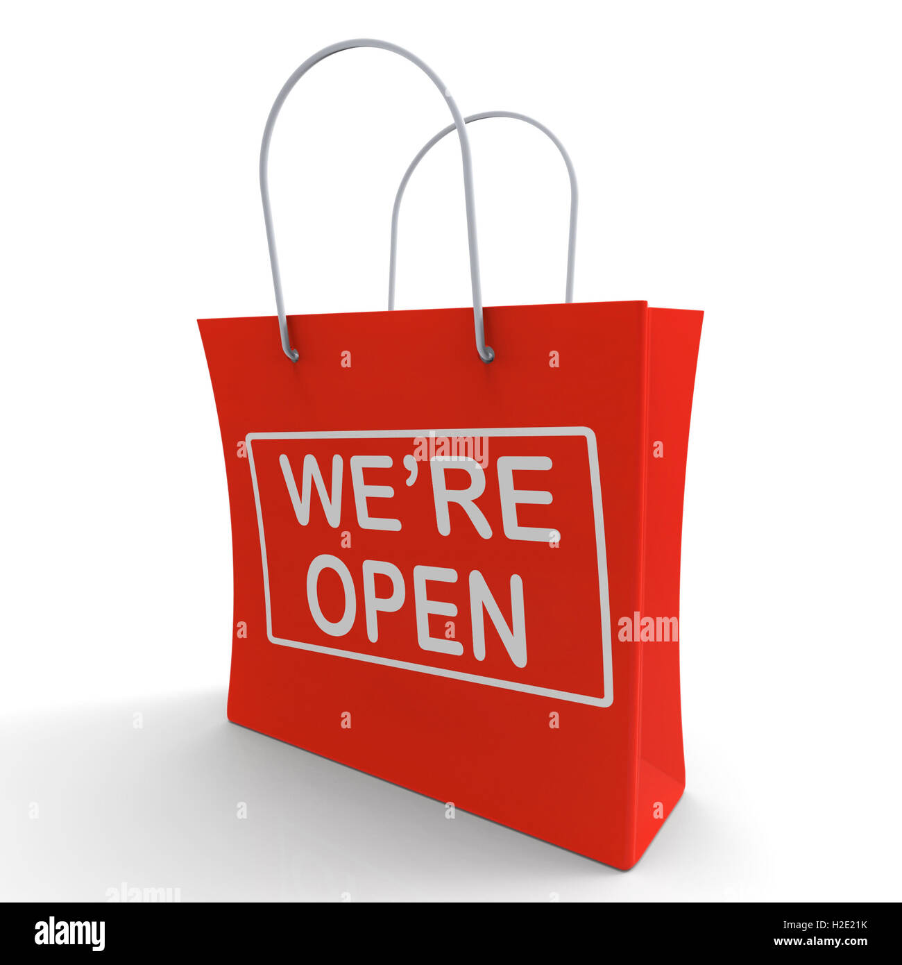 We're Open Shopping Bag Shows New Store Launch Stock Photo - Alamy