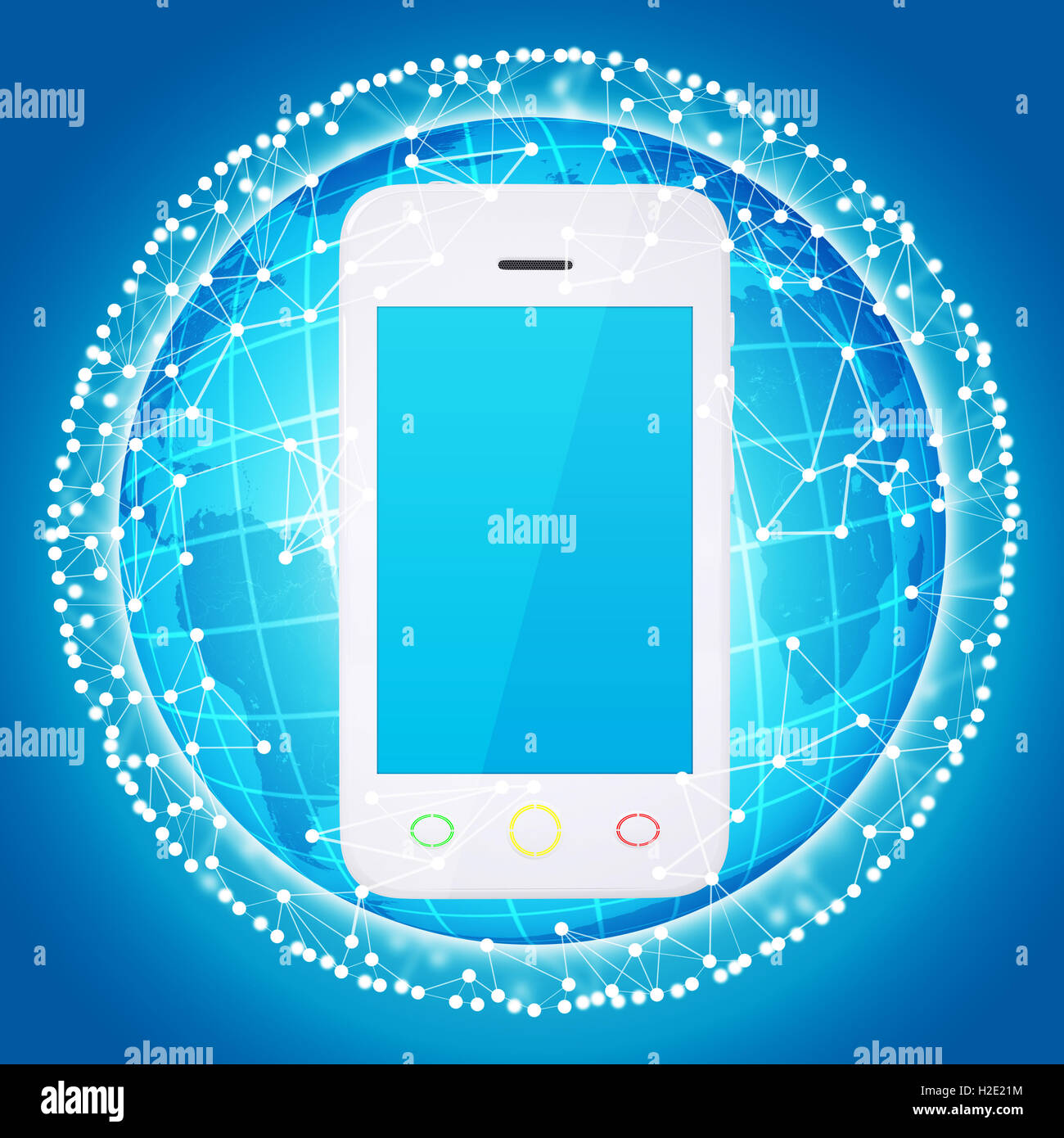 Smart phone and sphere consisting of connections Stock Photo - Alamy