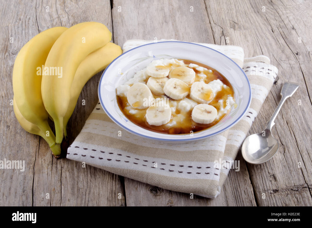 rice pudding with banana slices Stock Photo - Alamy