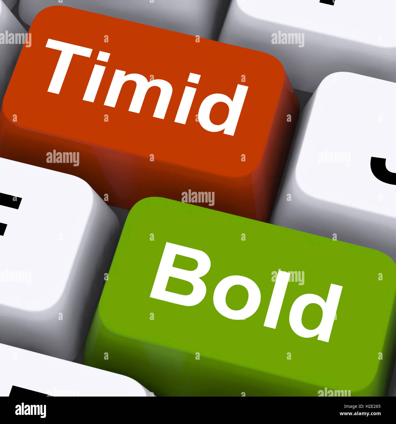 Timid Bold Keys Show Shy Or Outspoken Stock Photo - Alamy
