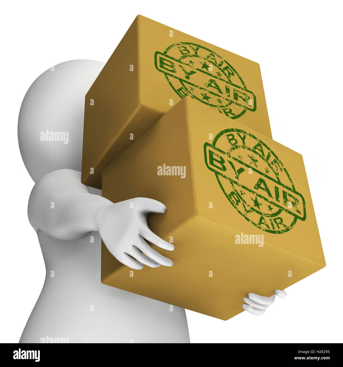 By Air Boxes Show Airmail Or Transporting Goods By Airplane Stock Photo ...