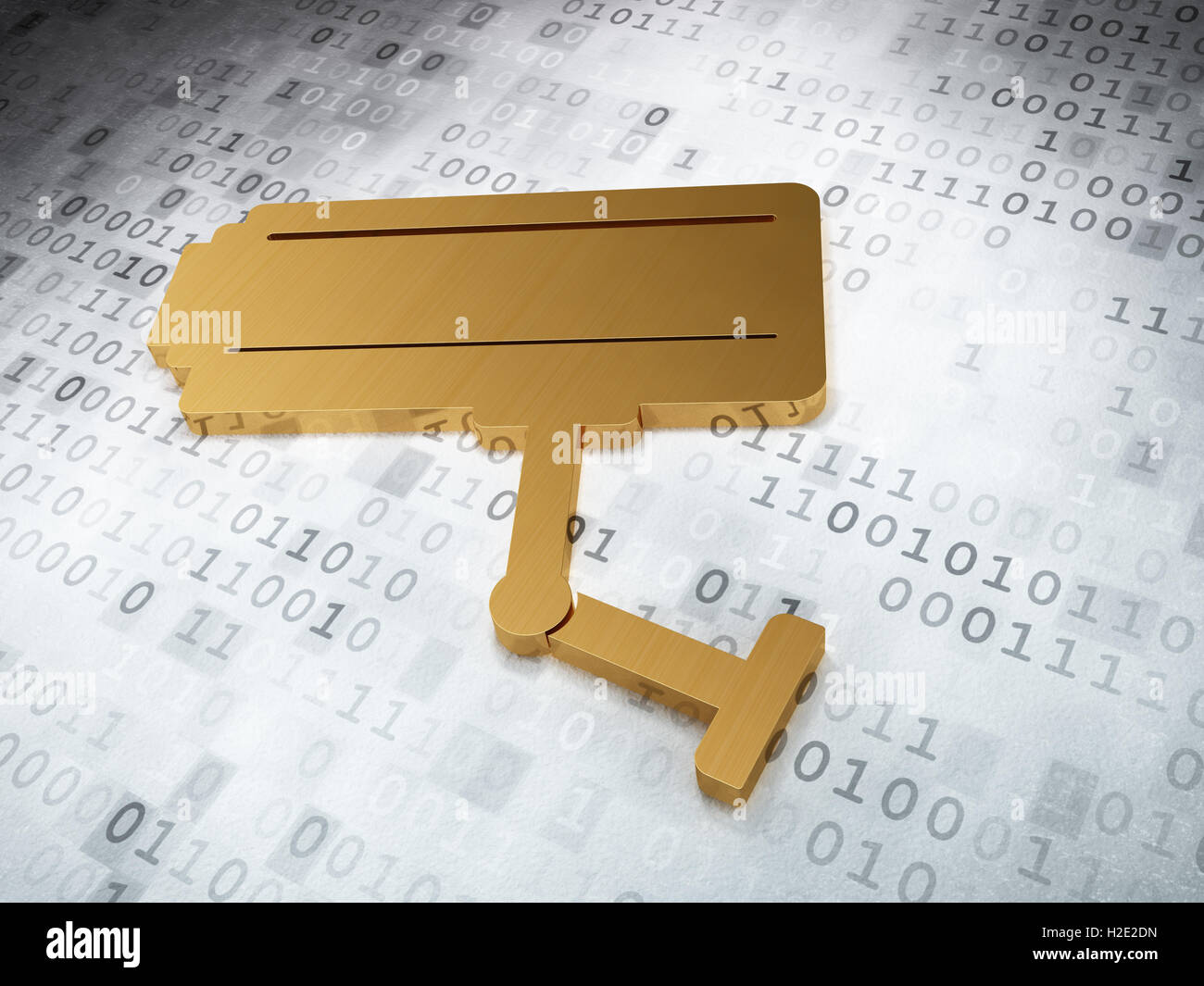 Protection concept: Golden Cctv Camera on digital background Stock ...