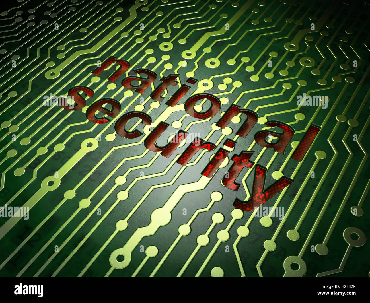 Privacy concept: National Security on circuit board background Stock ...