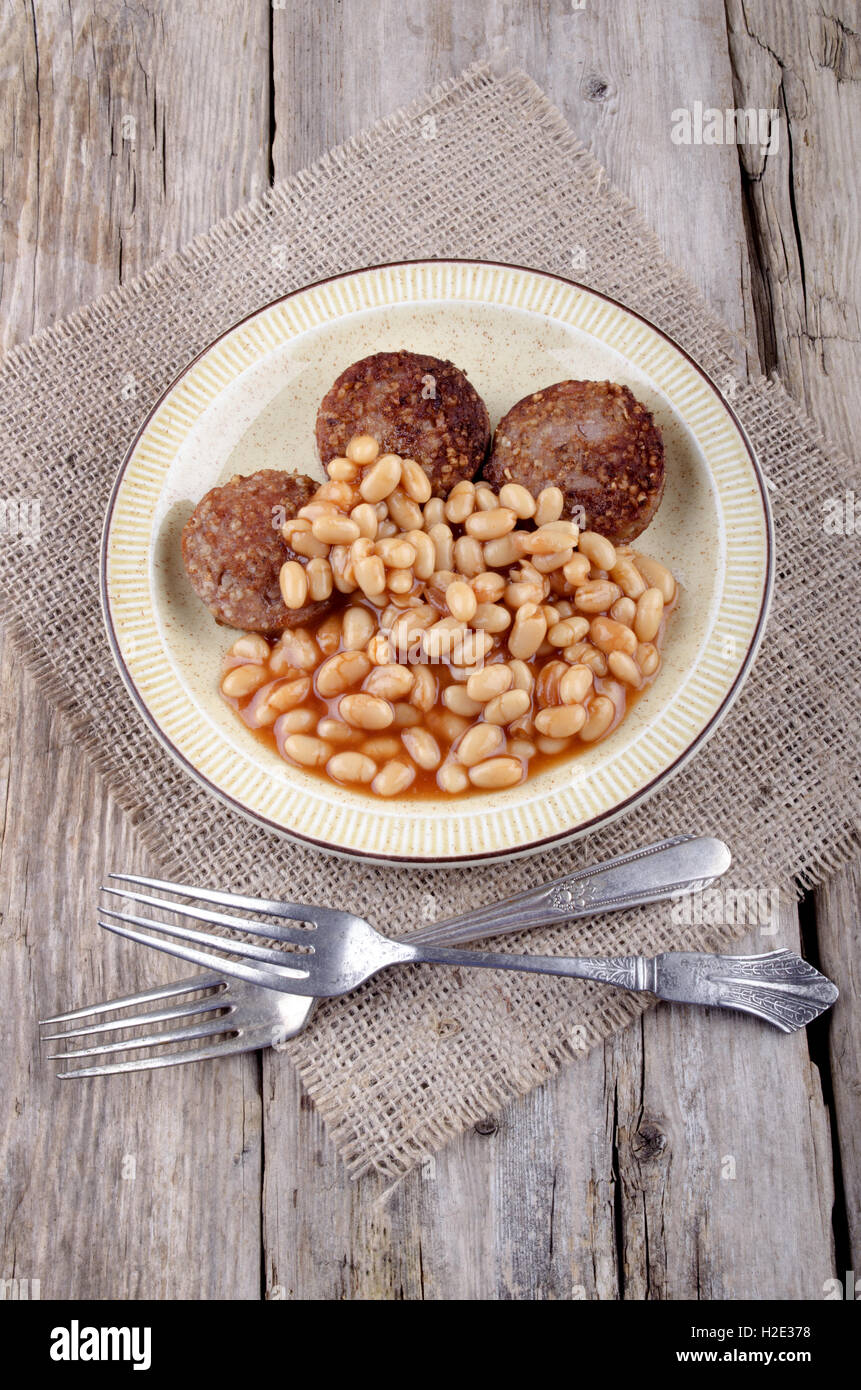 white pudding and baked beans Stock Photo - Alamy