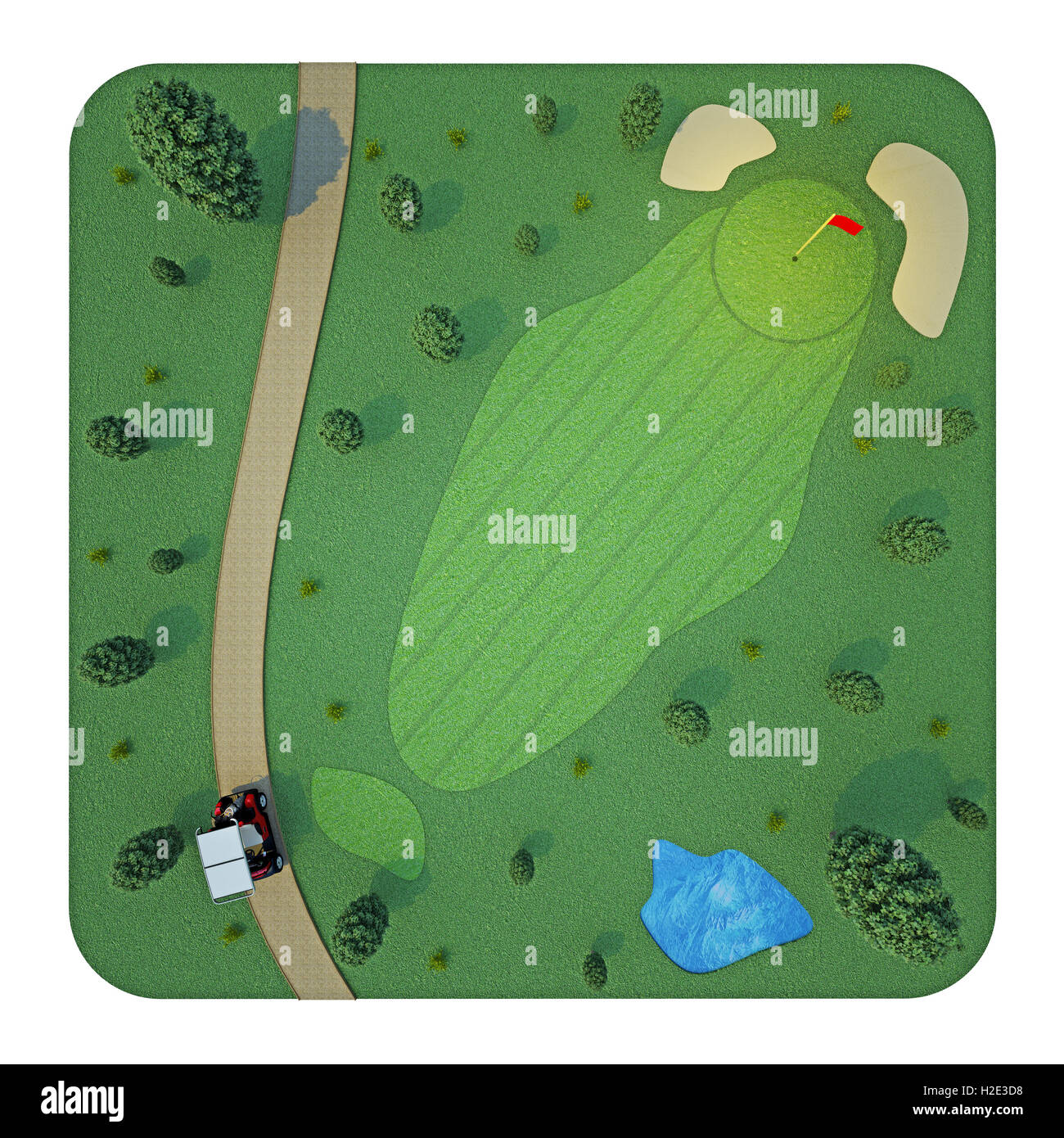 field golf course. top view. 3d rendering Stock Photo - Alamy