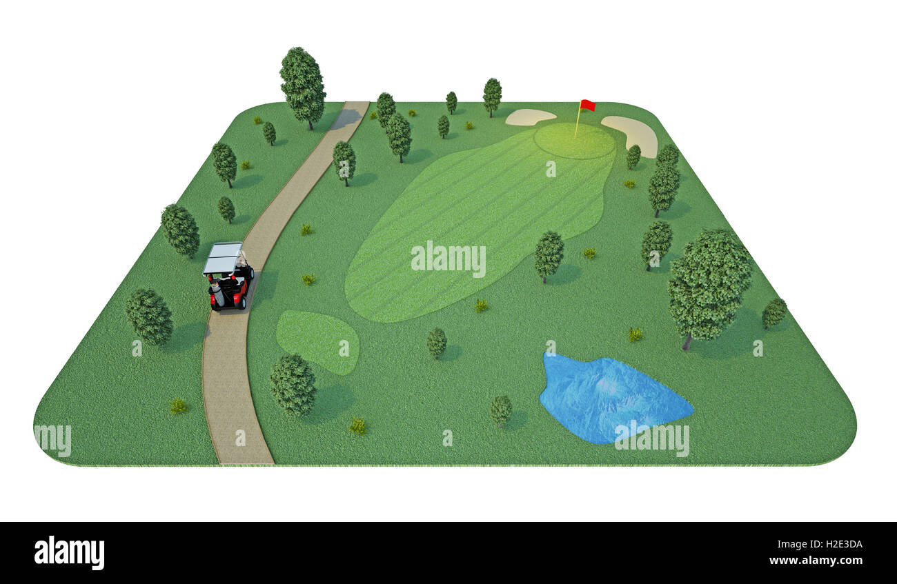 field golf course. view from above. 3d rendering Stock Photo - Alamy