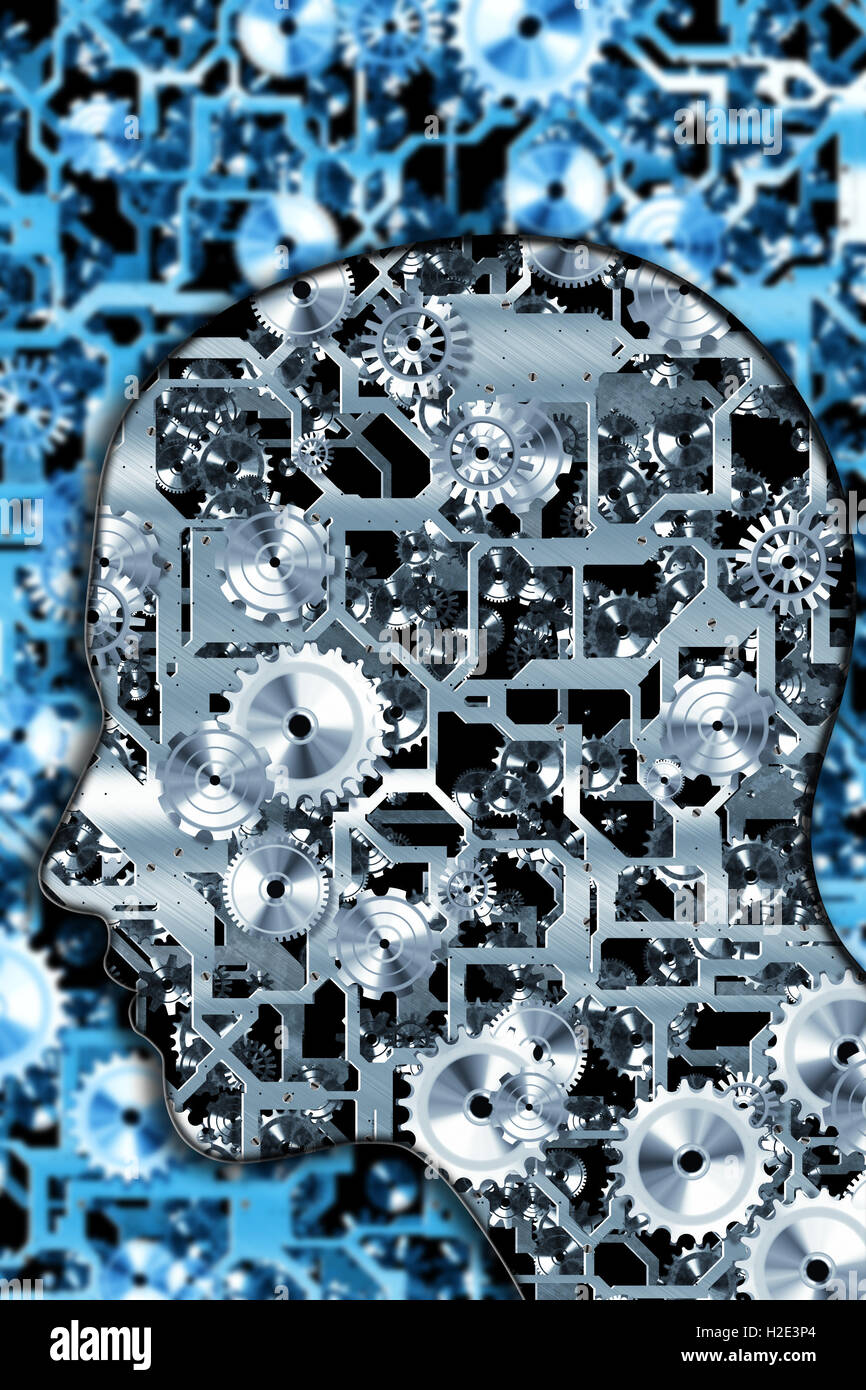 human head with cogs, intellect and logic concept Stock Photo - Alamy