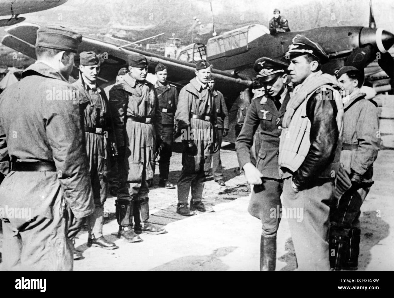 The Nazi propaganda image depicts a squadron of the German Air force ...