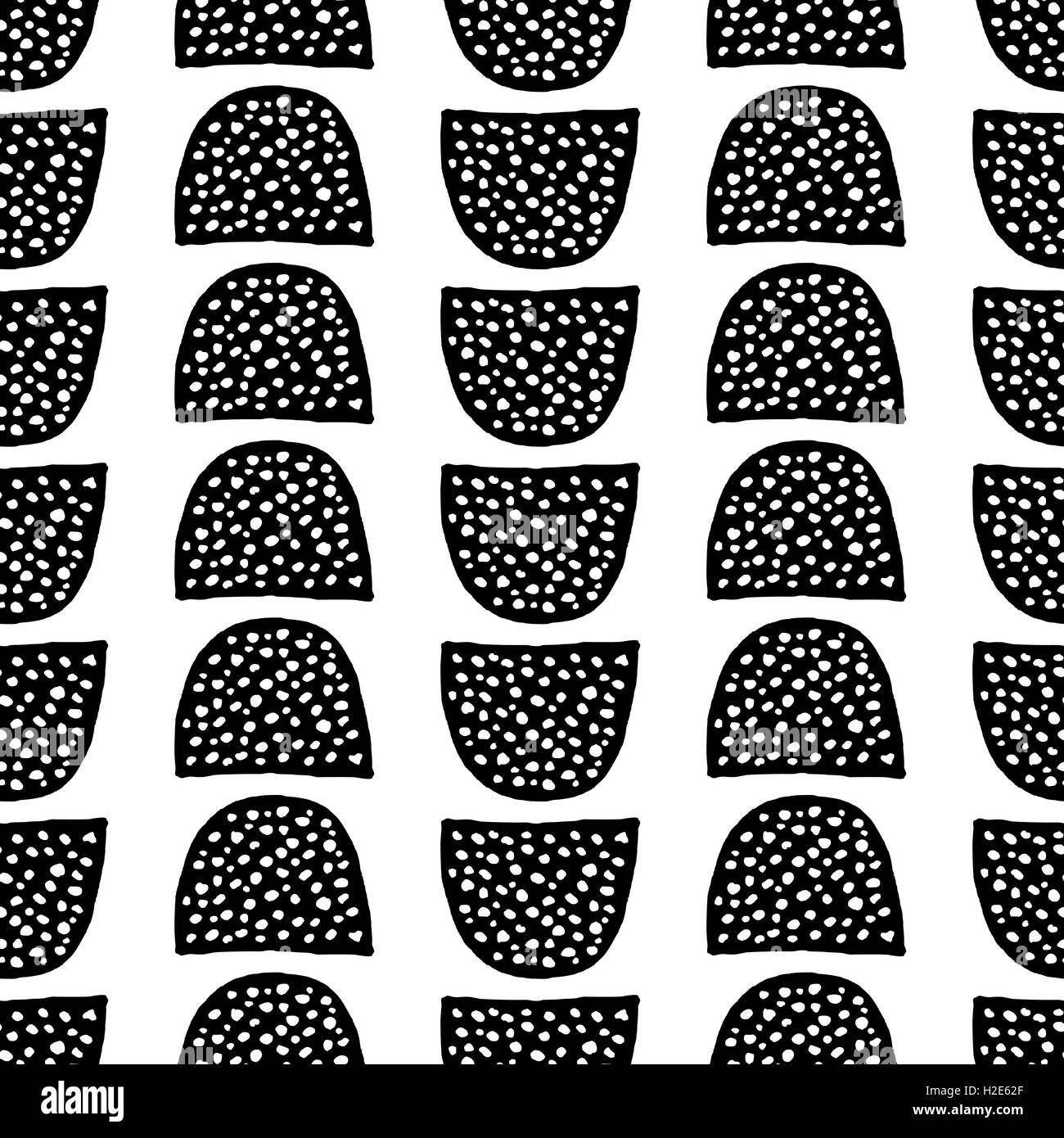 Hand drawn doodles seamless repeating pattern in black and white Stock ...