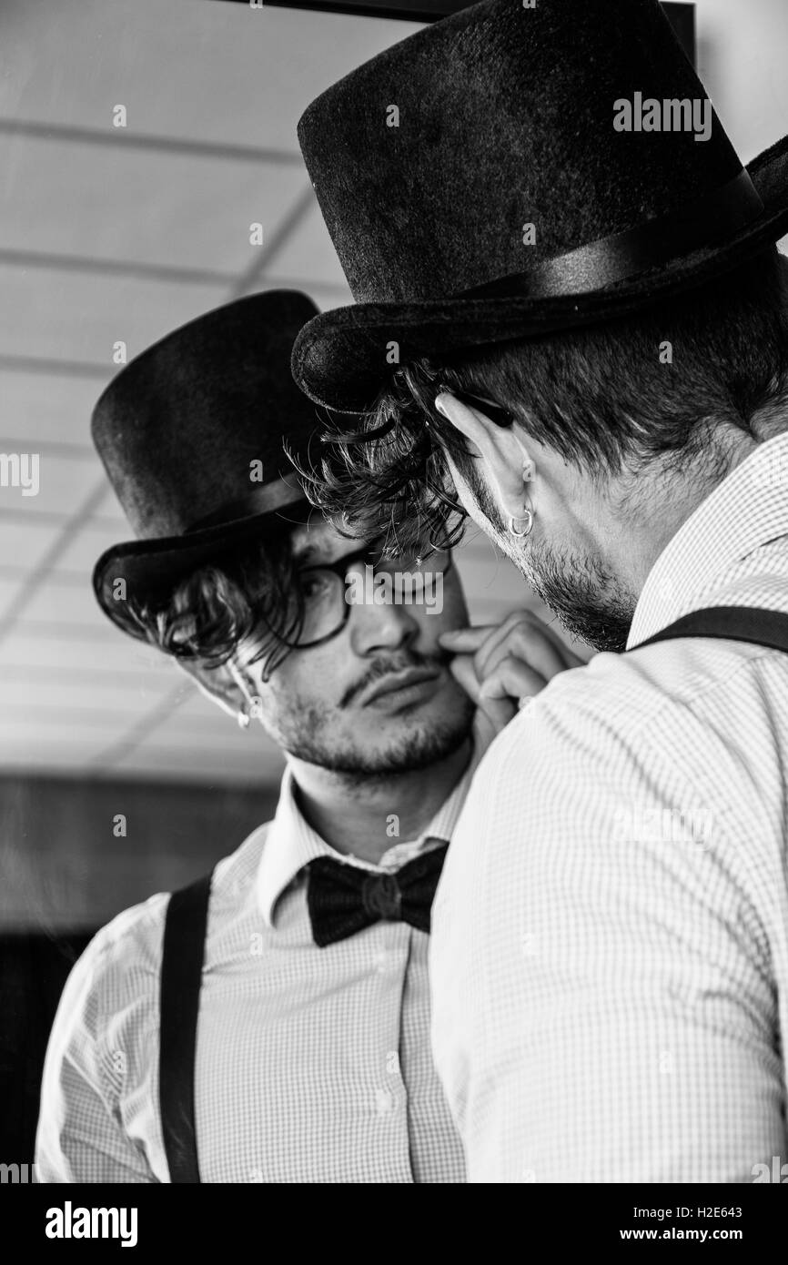 Young smiling man in glasses Black and White Stock Photos & Images - Alamy