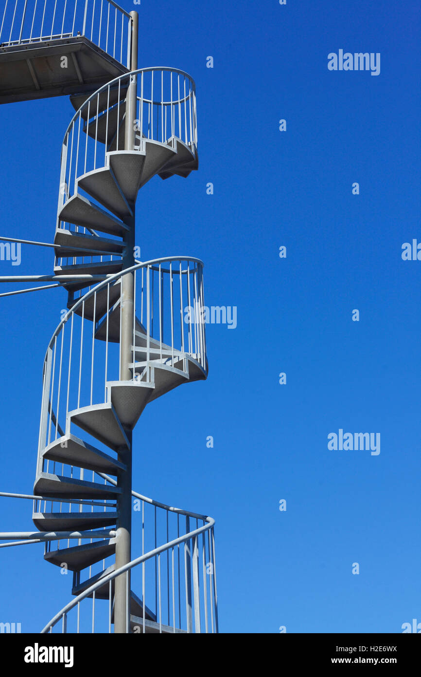 Metal spiral staircase at Obereversand lighthouse, Dorumer Neufeld ...