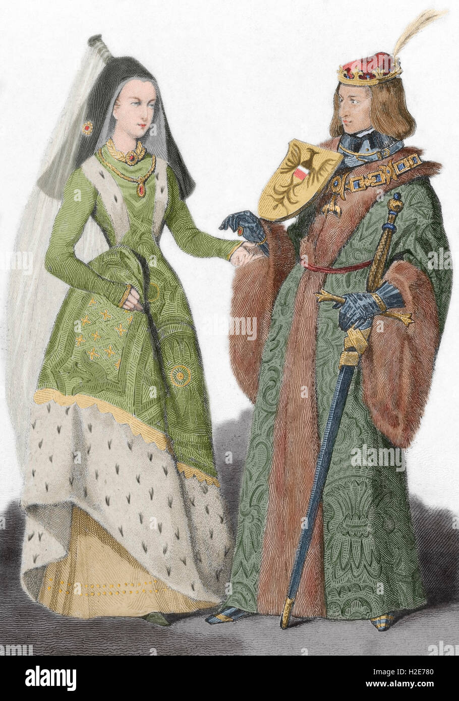 Holy Roman Emperor Maximilian I (1459-1519) with his wife Mary of ...