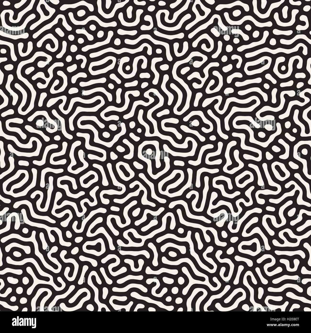 Vector Seamless Black and White Organic Lines Pattern Stock Vector ...