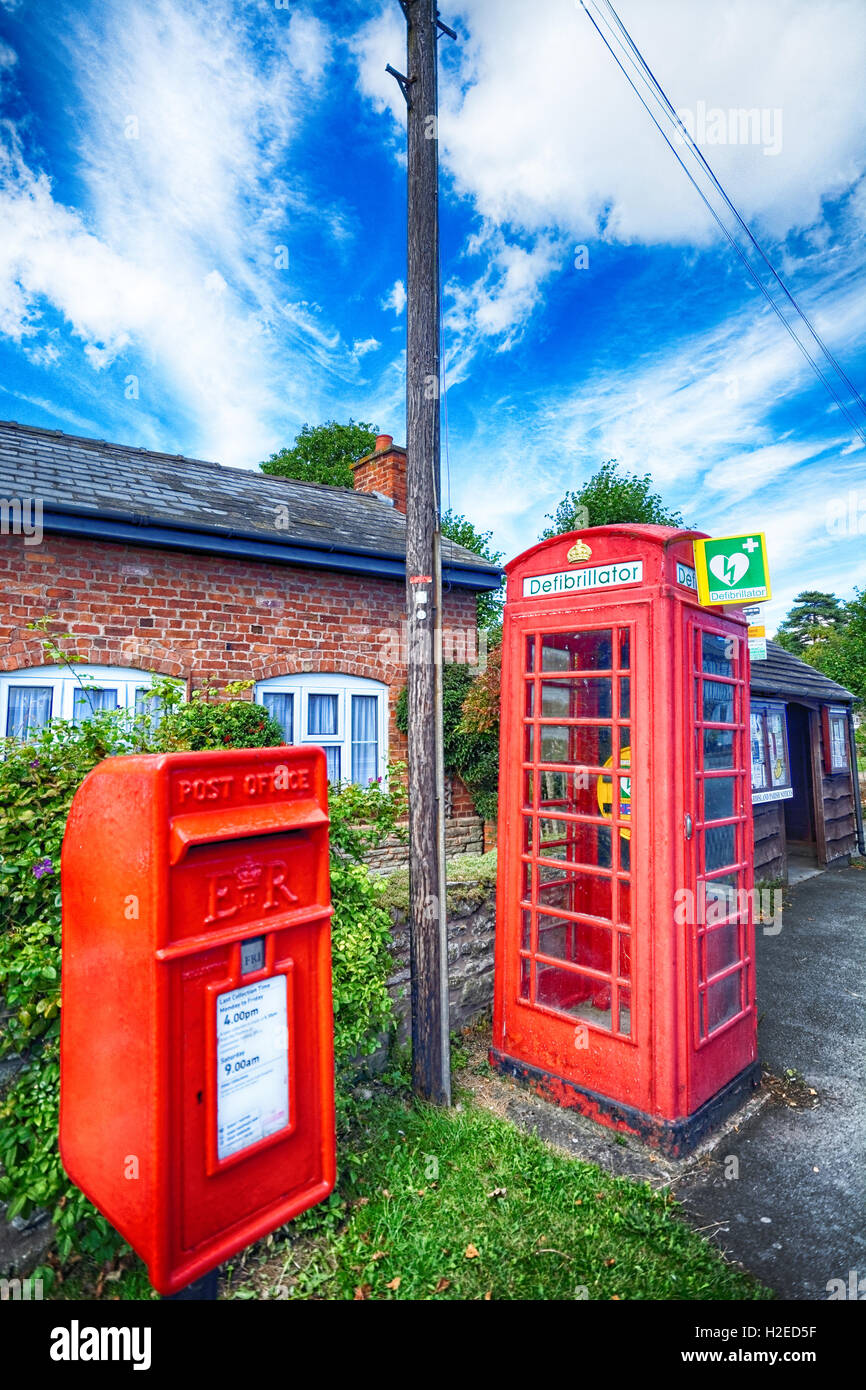 An old telephone box now houses a defibrilator at Eardisland ...
