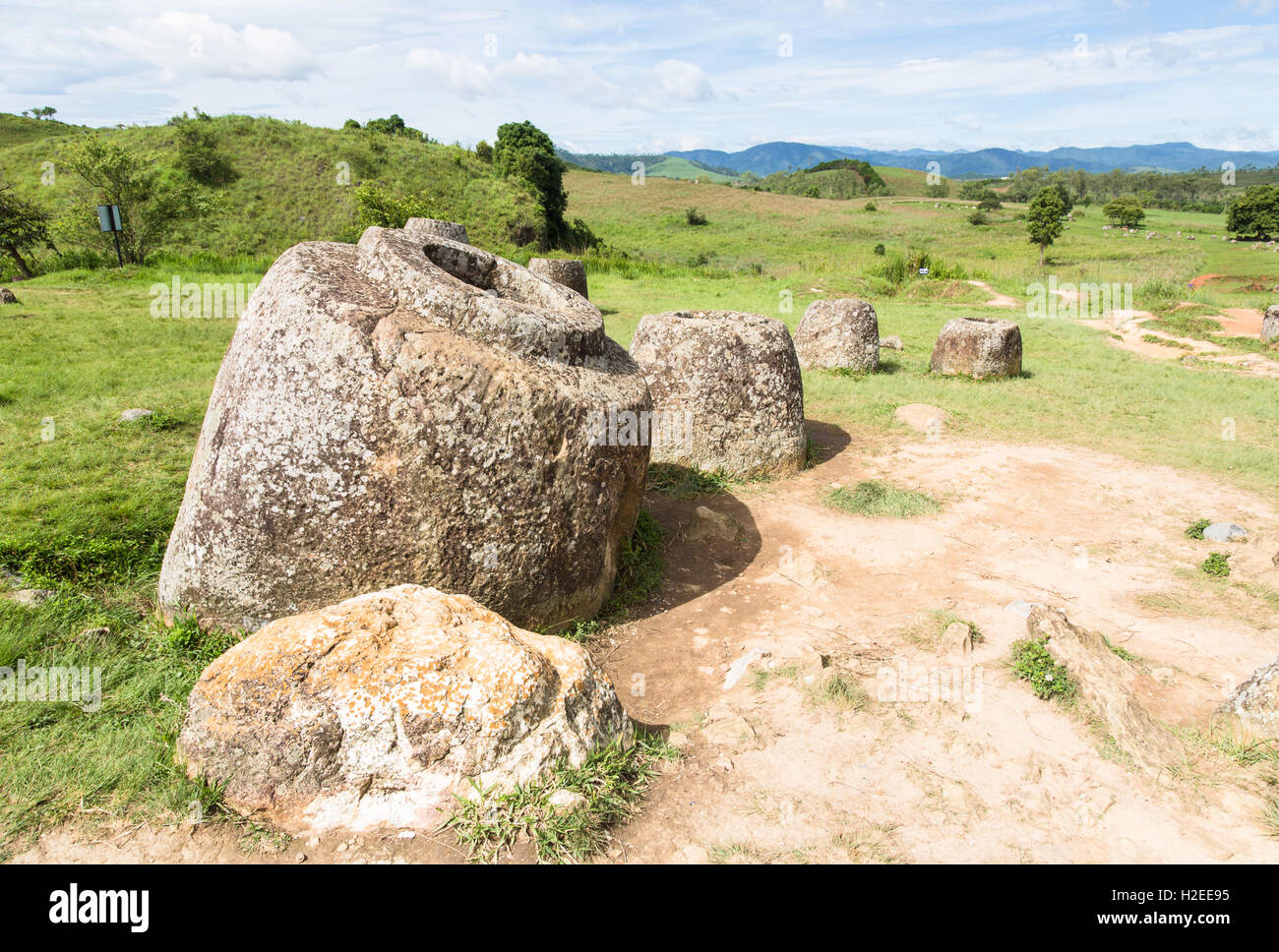 Plain of Jars near the town of Phonsavan in north Laos. Their purpose ...