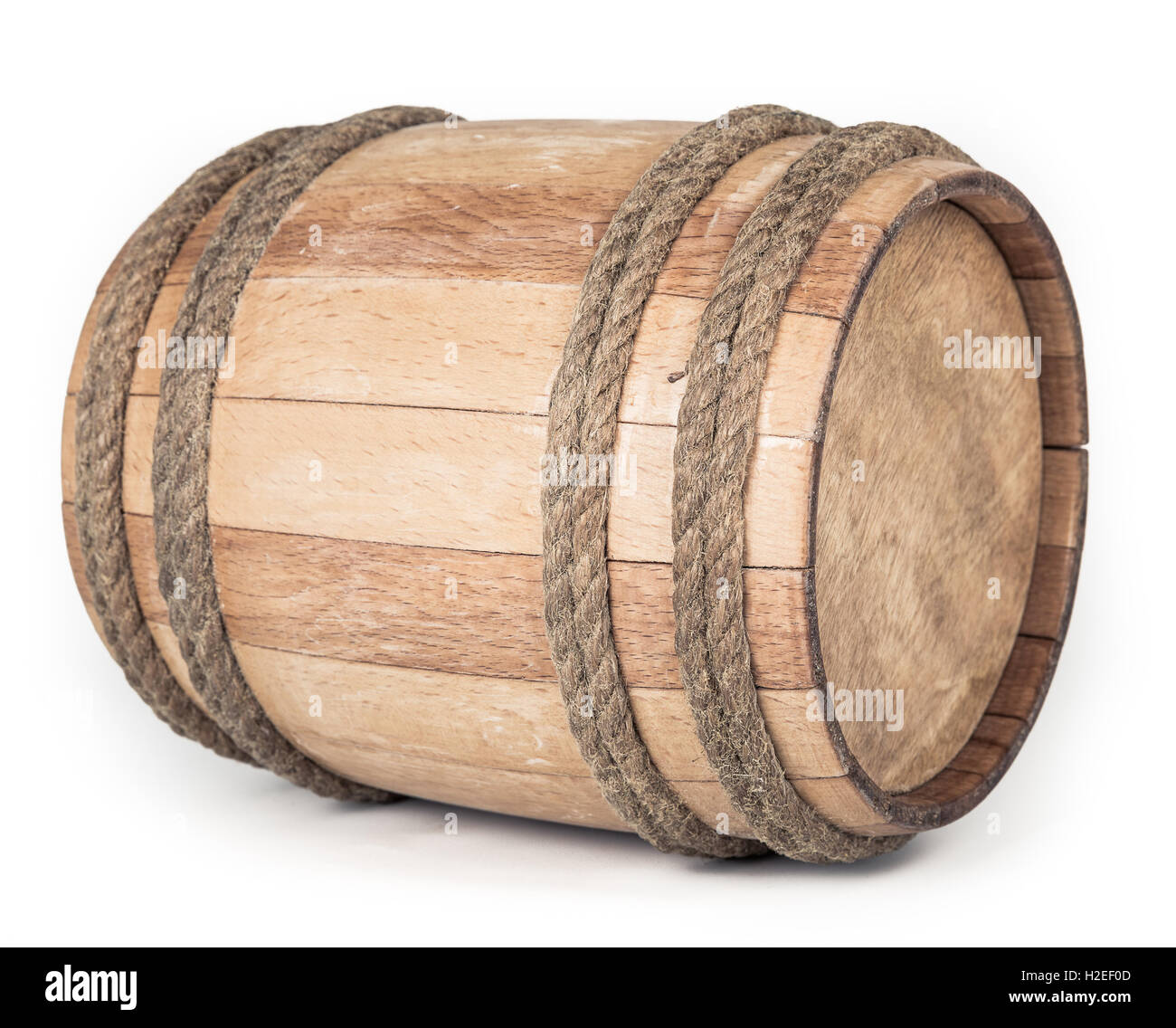 Small Wooden barrel isolated on white Stock Photo - Alamy