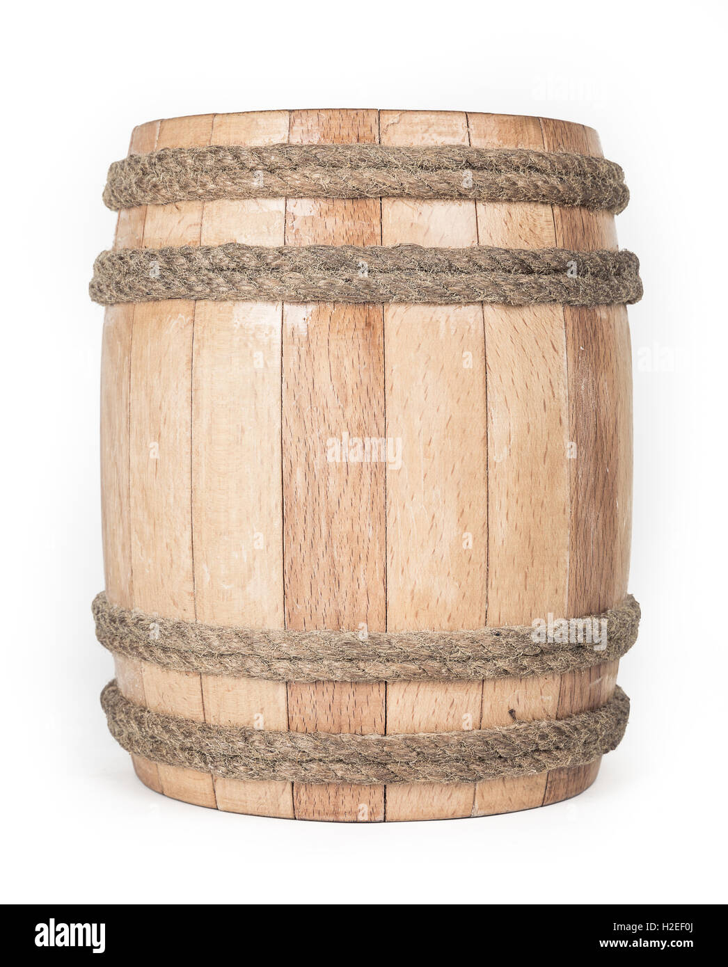 Small Wooden barrel isolated on white Stock Photo - Alamy