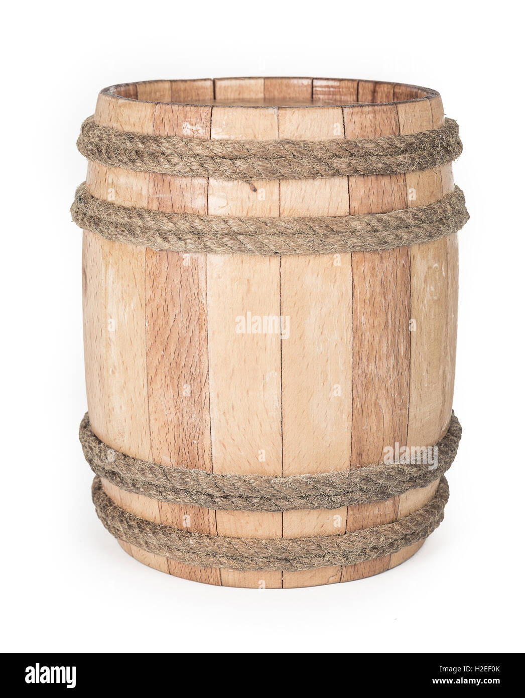 Small Wooden barrel isolated on white Stock Photo - Alamy