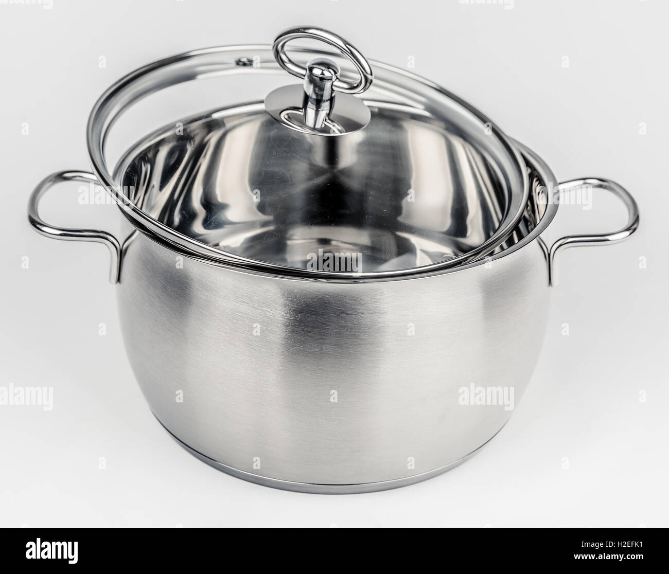 Metal stock pot with glass lid Stock Photo - Alamy