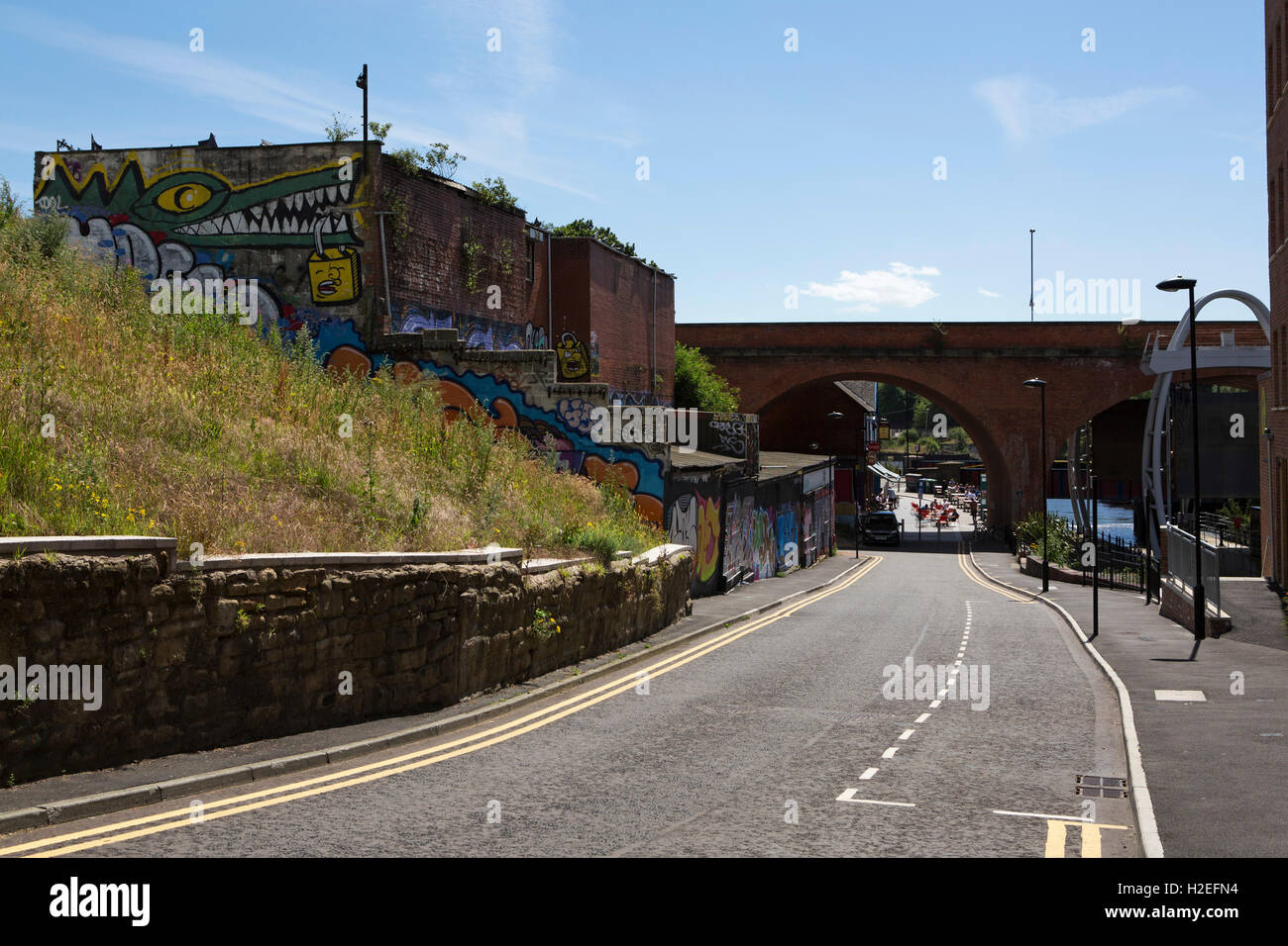 The viaduct in Ouseburn at Newcastle-upon-Tyne, England. The district ...