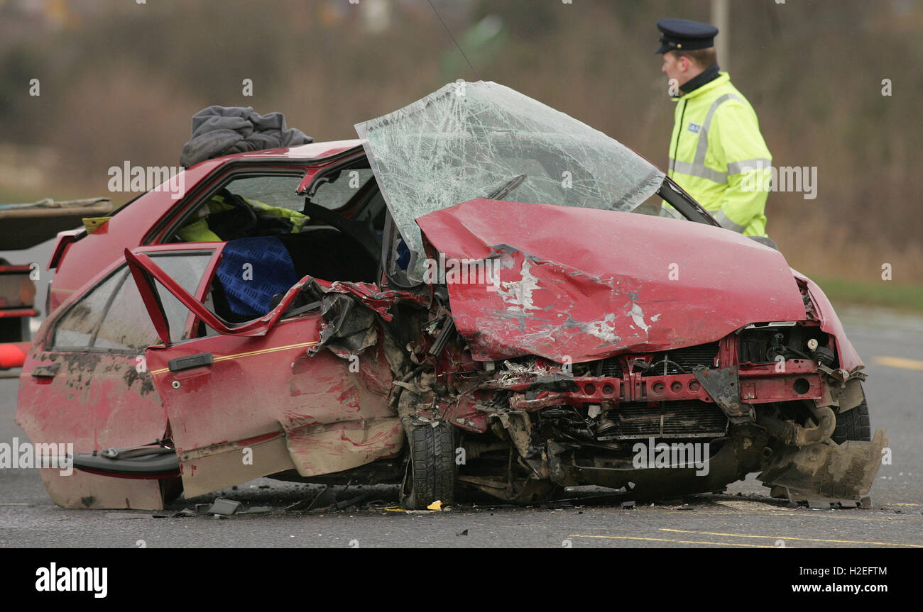 A road traffic accident on an Irish country road Stock Photo - Alamy