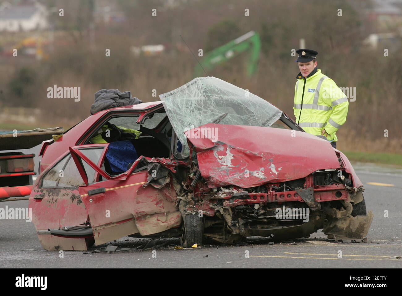 A road traffic accident on an Irish country road Stock Photo - Alamy