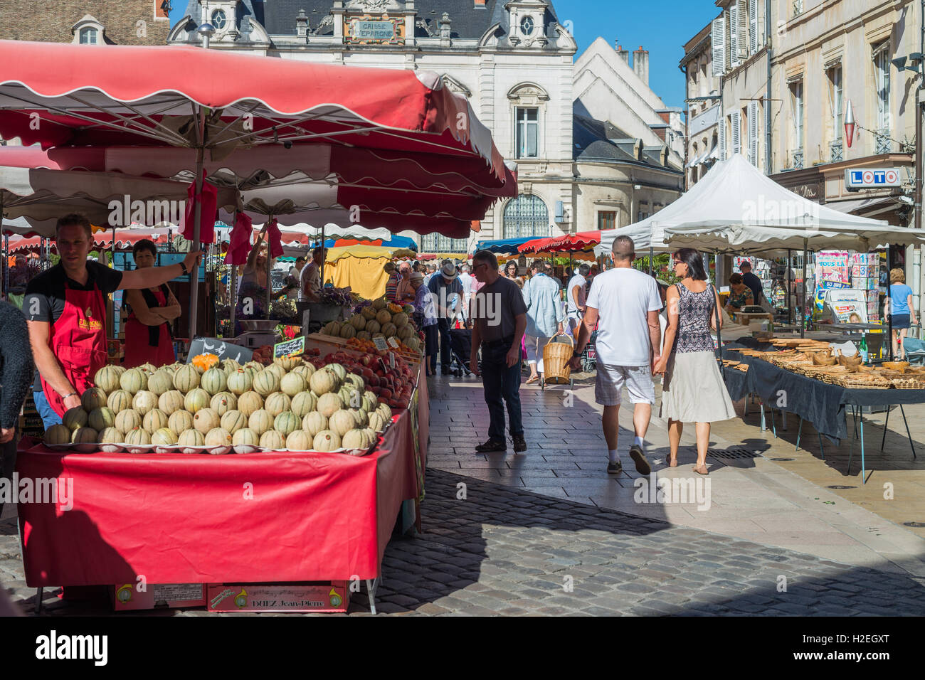 Saturday market in Beaune, Burgundy, France, EU, Europe Stock Photo - Alamy