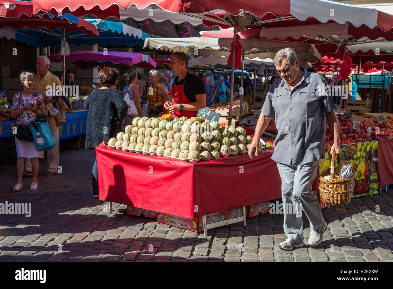 Saturday market in Beaune, Burgundy, France, EU, Europe Stock Photo - Alamy