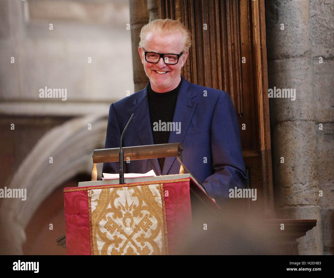 Chris Evans gives a reading during the Service of Thanksgiving for Sir ...