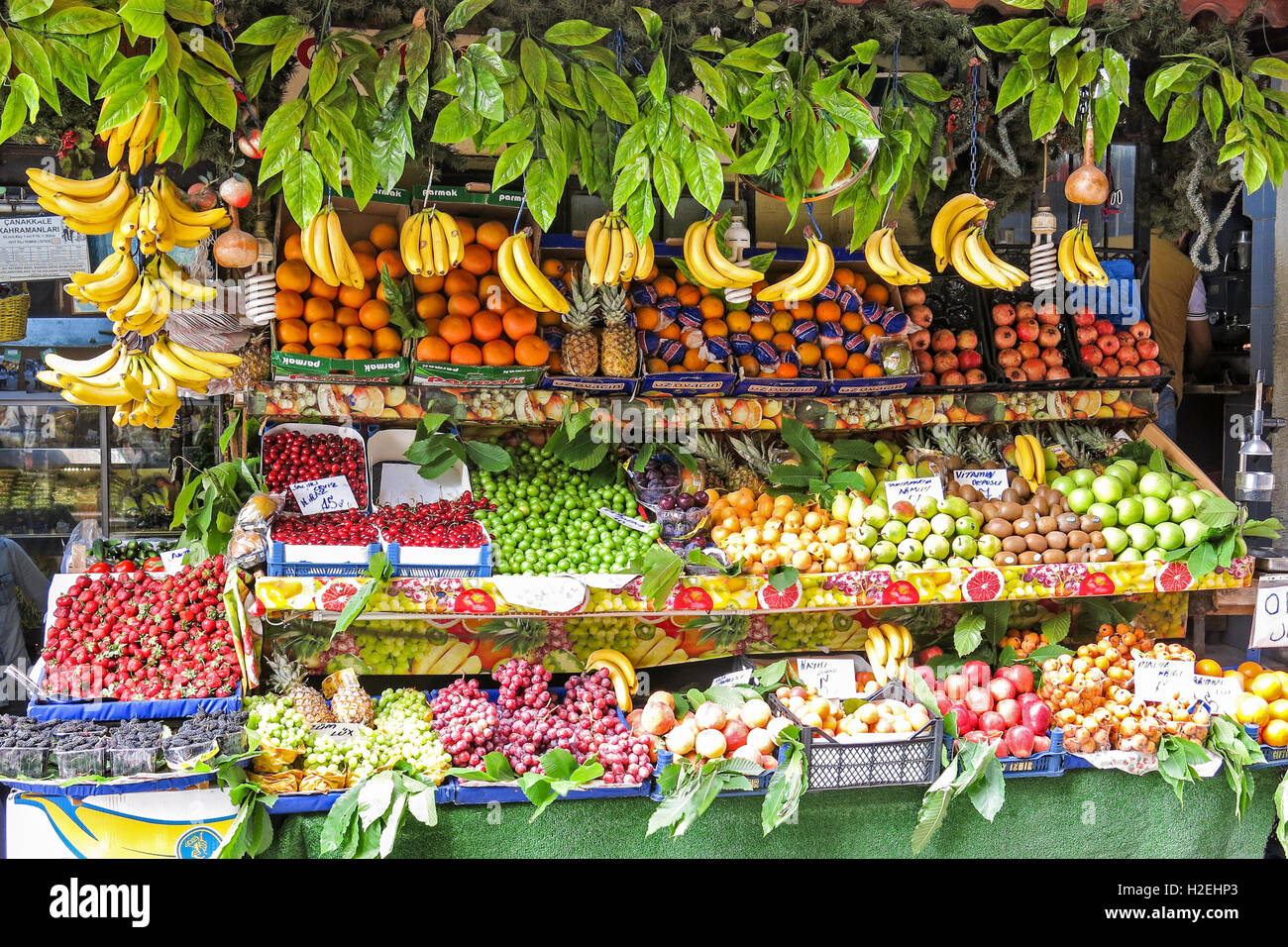Istanbul, Fresh fruits on a Turkish market in Istambul city, Turkey ...