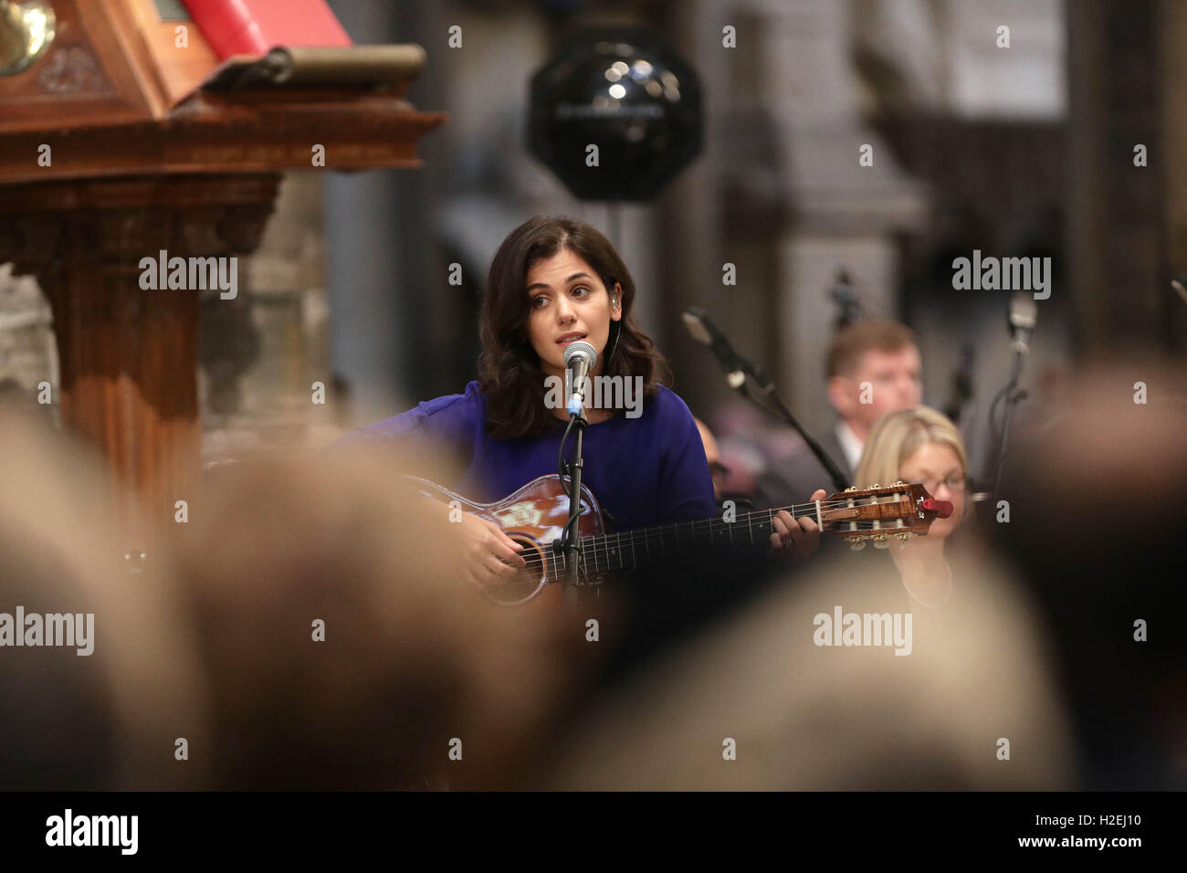 Katie Melua performs during the Service of Thanksgiving for Sir Terry ...
