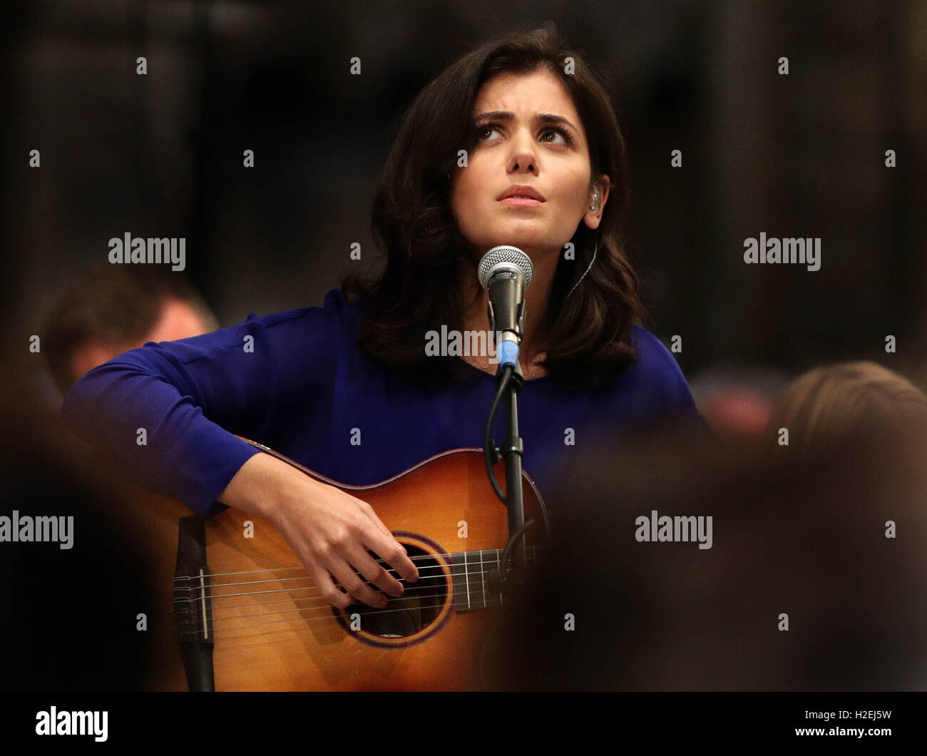 Katie Melua performs during the Service of Thanksgiving for Sir Terry ...