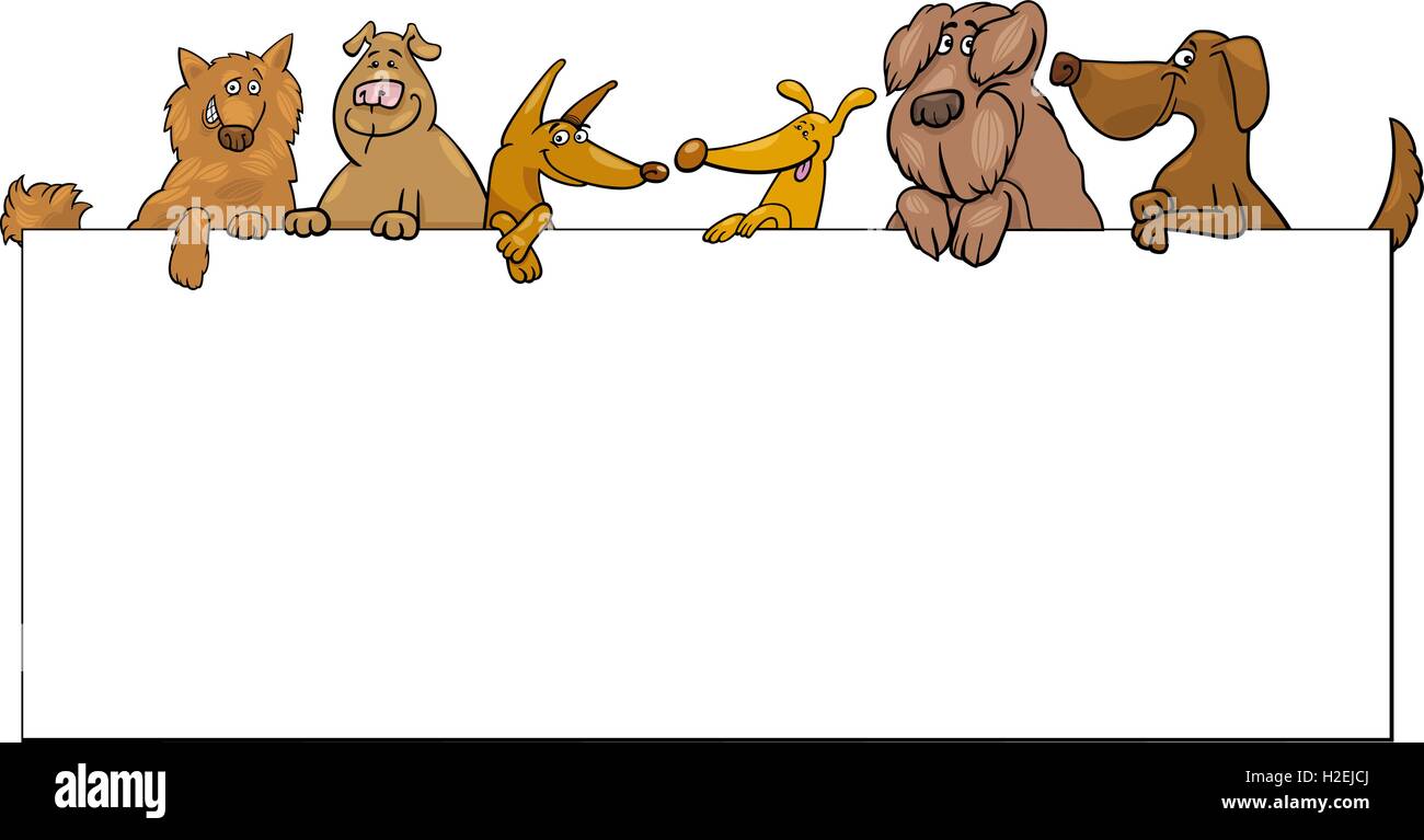 Cartoon Illustration of Cute Dogs with Frame or Card Design Stock ...