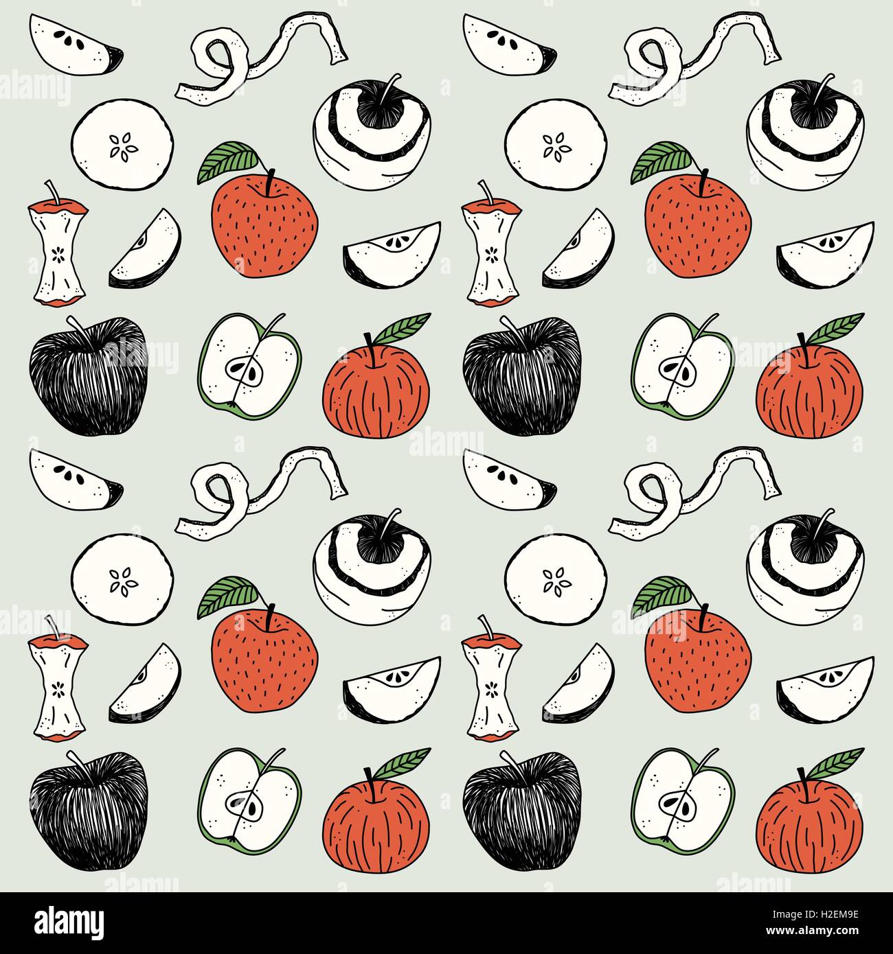 Apples hand drawn vector doodle background illustration Stock Vector ...