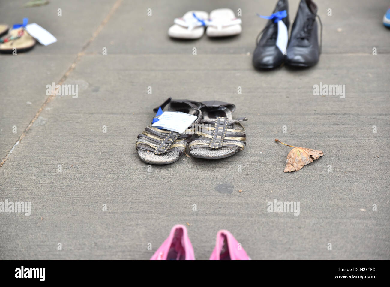 Whitehall, London, UK. 27th September 2016. Empty shoes representing ...