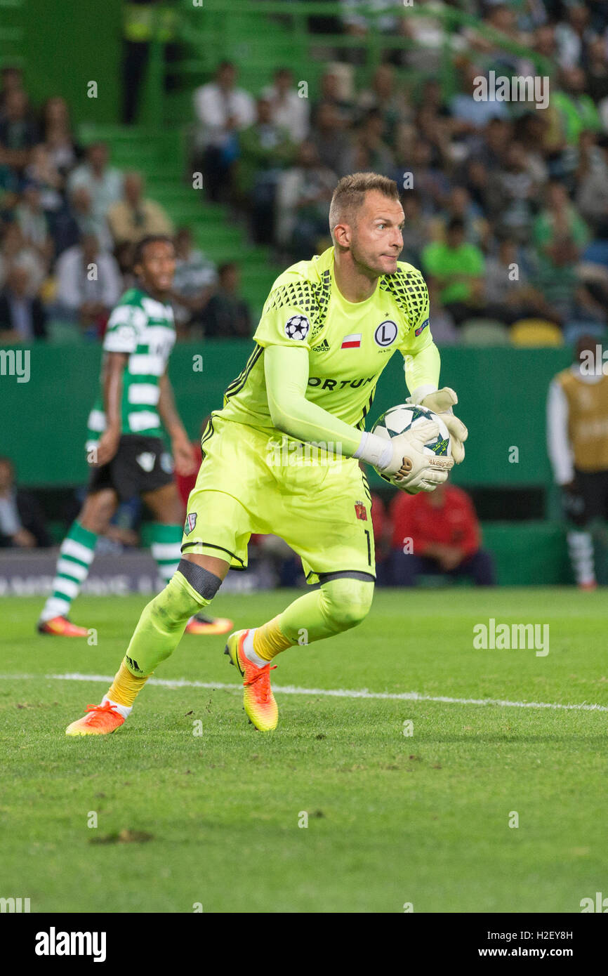 Lisbon, Portugal. 27th September, 2016. Legia Warsaw's Polish ...