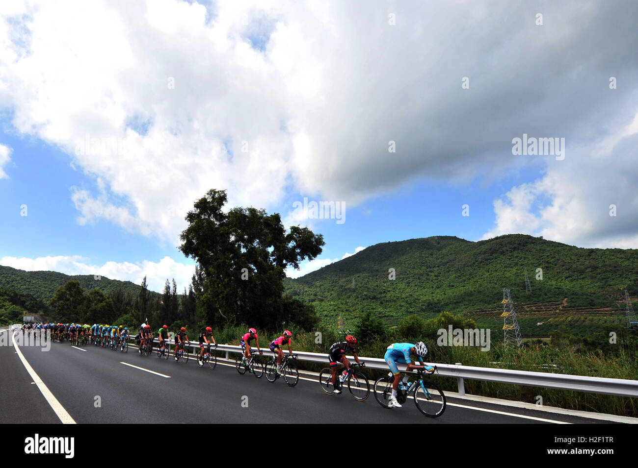 Sanya, China's Hainan Province. 28th Oct, 2016. Cyclists compete during ...