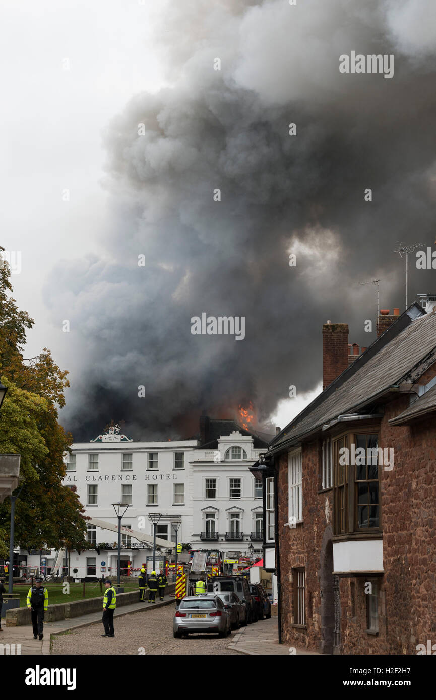 The Royal Clarence Hotel catches fire following an earlier fire in the ...