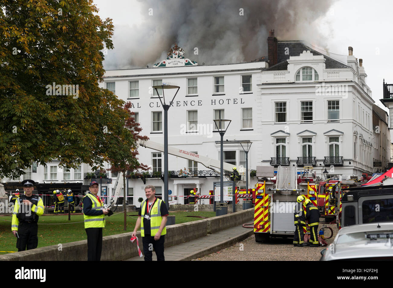 The Royal Clarence Hotel catches fire following an earlier fire in the ...