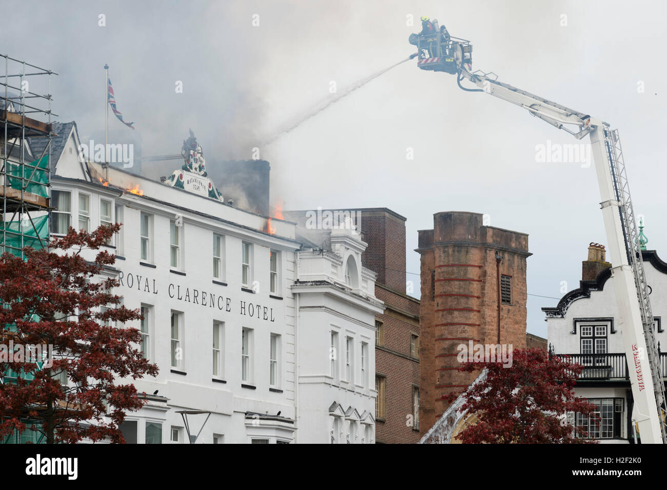 The Royal Clarence Hotel catches fire following an earlier fire in the ...