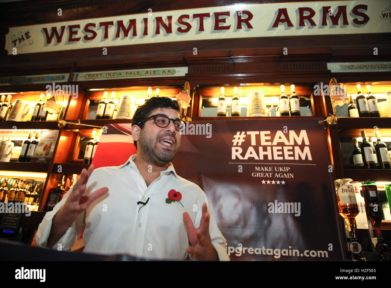 London, UK. 28th Oct, 2016. Raheem Kassam. UKIP leadership contender ...