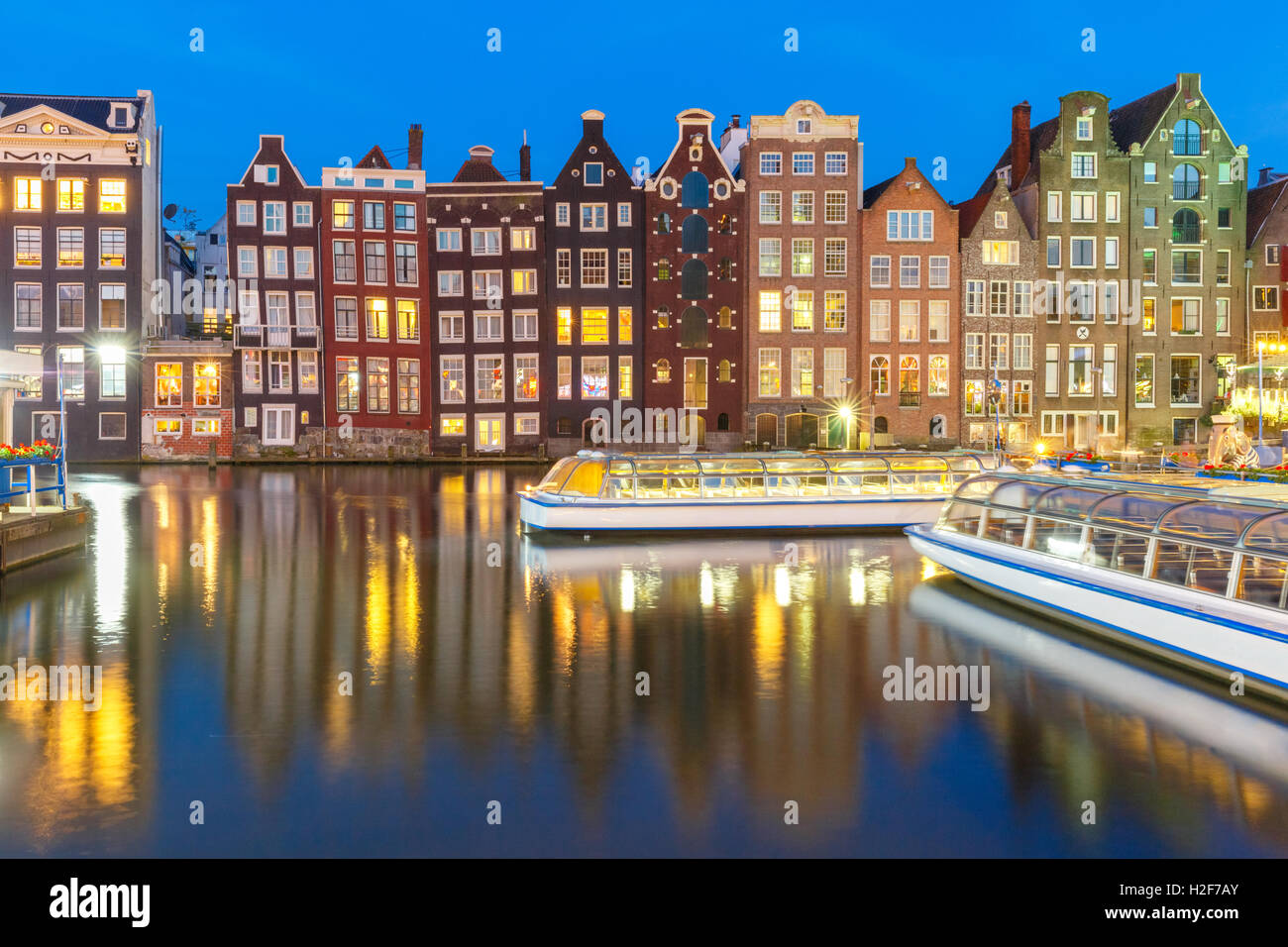 Night dancing houses at Amsterdam, Netherlands Stock Photo - Alamy